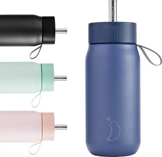 Chilly's Switch - BPA-freier Trinkbecher aus Edelstahl mit breitem Strohhalm für Milchshakes und Bubble Tea - Doppelwandig, vakuumisoliert - Whale Blue, 750ml