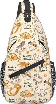Generic Adorables Chatons Gris Et Jaunes Sac &Agrave; Dos Bandouli&egrave;re Pratique Sacs &Agrave; Dos Antivol Sacoche Bandouliere Pour Sport Voyage Shopping