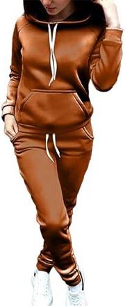 Generic Surv&ecirc;tement 2 pi&egrave;ces pour femme - Couleur unie - Confortable - Tenue de sport - Sweat &agrave; capuche - Manches longues - Pantalon de jogging - Haut et pant