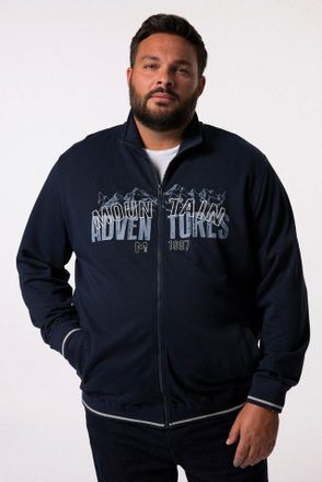 Men Plus Fleecejacke Sweatjacke Stehkragen Brustprint