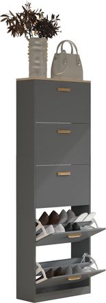 VCM Holz Regal Kipper Schuhregal Schuhschrank Schuhkipper 5 Klappen Halom XL