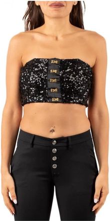 Elisabetta Franchi Femme, Tops, Noir, Taille: 42 FR Top &agrave; sequins et fermoirs bijoux