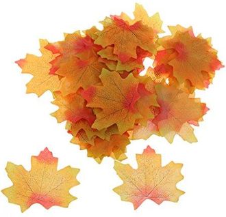 MagiDeal Générique 100pcs Feuille dErable Automne Artificielle Décoration Jardin Mariage DIY - Vert avec Orange
