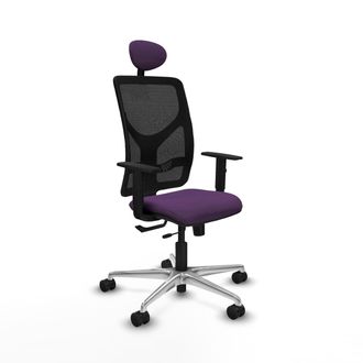 Piqueras y Crespo B&uuml;rostuhl mit hoher R&uuml;ckenlehne, mit 1D-Armlehnen, h&ouml;henverstellbare Lendenwirbelst&uuml;tze und festes Kopfteil, ausgestattet mit Syncro/Traslack und Schn