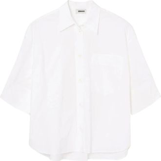 Zenggi Zenggi, Femme, Blouses et Chemises, Blanc, Taille: 44 FR Poplin Cuf Short Sleeve Shirt