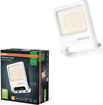Osram ENDURA FLOOD PC 30W LED-Fluter, 3000K warmweiß, 3000 Lumen, IP65 weißes Flutlicht, recyceltes Material, 180° schwenkbar, Weiß