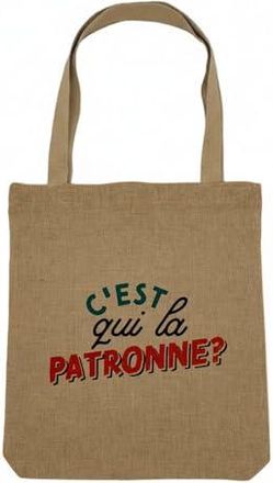 Fabulous Sac Shopping Tote Bag Aspect Lin - Cest qui la Patronne? Boss Cheffe Humour Maman - Sac de Courses Toile Epaisse 360g Beige Naturel Cabas Port&eacute; Epaule