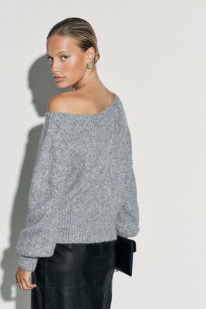 Next Strickpullover Lang&auml;rmeliger, schulterfreier Pullover (1-tlg)