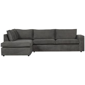 Woood Thomas Ecksofa Links 4-Sitzer Sofa in L-Form aus Gerippter Stoff Sofa Eckgarnitur Bank Couch - Dunkelgrau - 283x92x197 cm