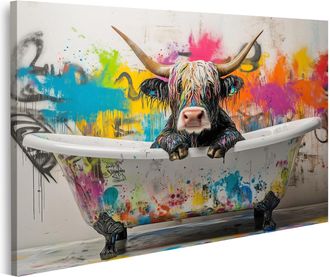 Islandburner Prime Bild auf Leinwand Farbenfroher Stier in der Badewanne Bilder Wandbilder Poster