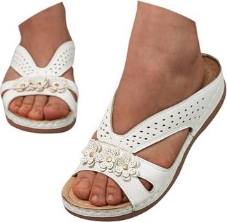 Generic Sandales dété pour femme, sandales dété confortables à enfiler - Antidérapantes - Bout ouvert - Soutien de la voûte plantaire - Confortables - Décontr