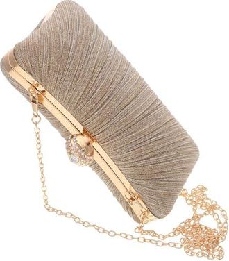 BESPORTBLE Sac &agrave; Main Soir&eacute;e Femme Pliss&eacute; &Eacute;l&eacute;gant Satin Pochette Luxe Polyvalente pour Mariage et F&ecirc;te Sac Main Formel avec Design Original Plis Dor&eacute;