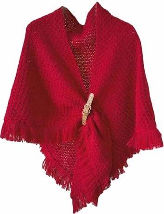 Generic Poncho Femme Hiver Chaud Chale Femme Hiver Chaud Cape Femme Effet enveloppant Ch&acirc;le Triangle Uni Drap&eacute; &Eacute;l&eacute;gant Sur Chemise Ou Manteau Polyvalent