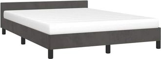 vidaXL Cadre de lit avec t&ecirc;te de lit Gris fonc&eacute; 140x190 cm Velours