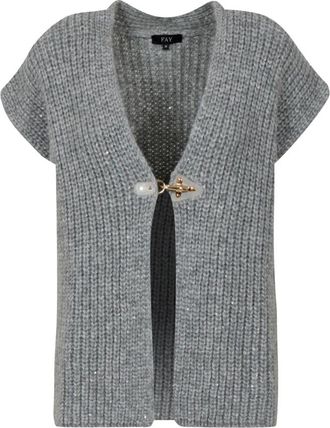 Fay Femme, Pulls, Gris, Taille: 38 FR Cardigan sans Manches &agrave; Sequins