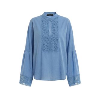 Ermanno Scervino Bluse mit Spitzeneinsatz und Glocken&auml;rmeln - - Blouses & Shirts - Damen - Blau - XL