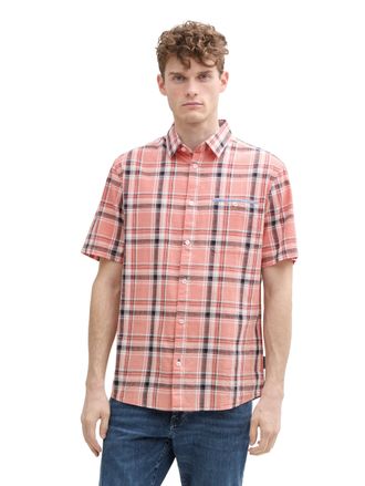 Tom Tailor Tom Tailor Comfort Fit Hemd mit Palmen-Print, Dove Blue Tonal Leaf Design, L