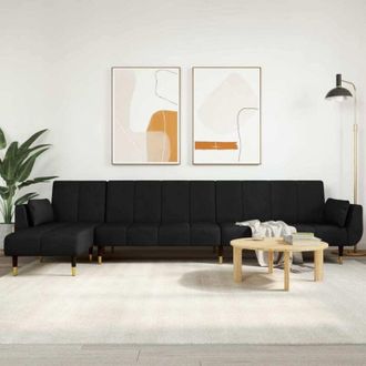 vidaXL Canap&eacute;-lit en forme de L noir 275x140x70 cm velours vidaXL