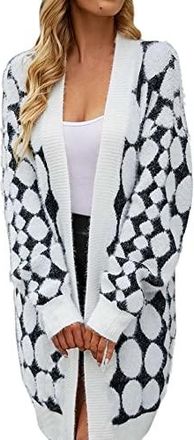 Generic 2026 Vestes pour femmes tendance tendance long en laine cardigan veste, blanc, M