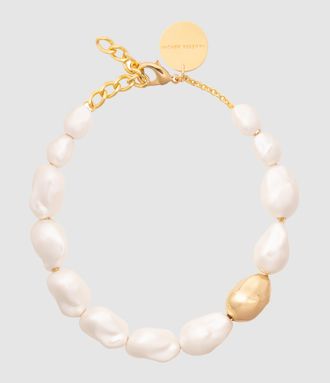 Vanessa Baroni Collier Court Big Organic Pearl Perle Doré