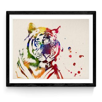 Nacnic Tiger Aquarell Poster. Wasserfarbe Stil Wanddekoration Abbildung von bunten Malereien. Verschiedene kreative und mehrfarbige Tier Bilder ohne Rahmen. 