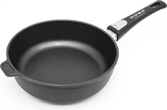 Nowa Aluguss Schmorpfanne (24 cm Ø) - Antihaftbeschichtete Hochrandpfanne (7 cm Innenhöhe) mit abnehmbarem Griff für alle Herdarten - backofen- & induktion