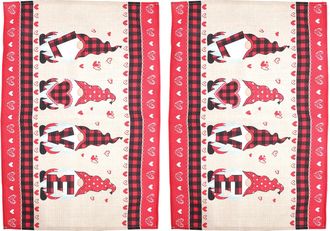 SOLUSTRE 2 St&uuml;ck Valentinstag Tischsets mit Gnom Motiv Baumwolle Waschbar rutschfest Platzsets f&uuml;r K&uuml;chentisch Esstisch Couchtisch Festliche Tischmatten zum Sc