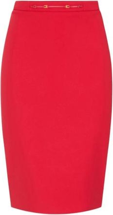 Elisabetta Franchi Jupe crayon en cr&ecirc;pe stretch avec fermoir bijou - Femme - Jupes - Rouge - Taille: 36 FR