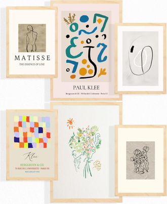 Nacnic Set aus 6 Postern von Matisse und Klee - Dekorative Wandbilder - Moderne Wohnzimmer-Deko - Poster A3 und A4 - Ohne Rahmen
