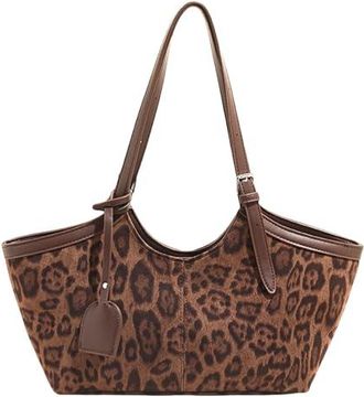 Generic Sac de voyage r&eacute;tro en daim synth&eacute;tique motif gu&eacute;pard d&eacute;contract&eacute; pour filles et femmes, cadeaux danniversaire, caf&eacute;, 400.00x160.00x140.00mm