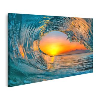 Islandburner Bild auf Leinwand Meerwasser Ozean Welle Surfen Oberfl&auml;che Bunt Lebendige Sonnenuntergang Fass for Bilder Wandbilder Poster JCZH-1P
