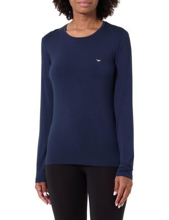 Emporio Armani Damen Essential Studs T-Shirt, blau, M
