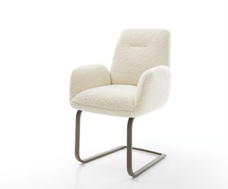 DELIFE Freischwinger Zoa-Flex Teddystoff Beige Freischwinger flach Effektfinish Titan Taschenfederkern, Esszimmerst&uuml;hle