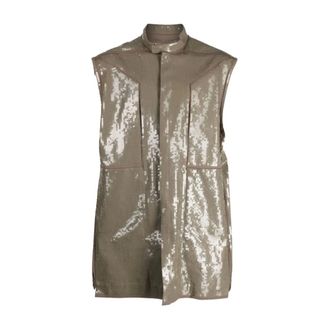 Rick Owens Homme, Vestes, Beige, Taille: S Gilet Brod&eacute; Teem1 Rick Owens