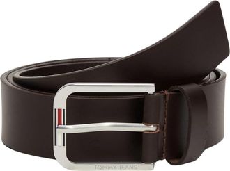 Tommy Jeans Herren Gürtel Austin aus Leder, Braun (Dark Brown), 80 cm