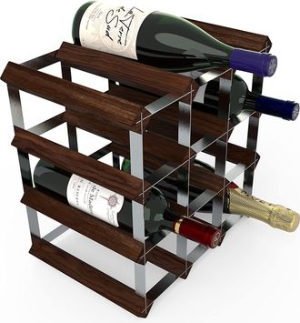 Rta Traditionelles Weinregal für 12 Flaschen, Dunkles Kiefernholz (FSC)