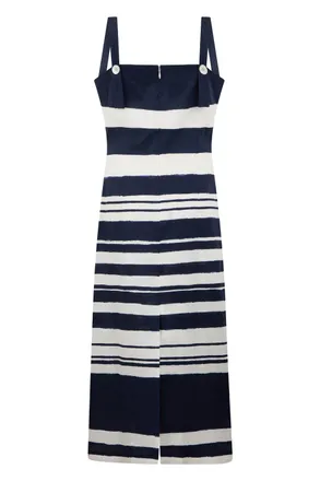 Veronica Beard Womens Midi Dress Navy-Dove Viscose Navy/dove