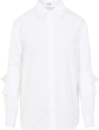 Loewe Femme, Blouses et Chemises, Blanc, Taille: 36 FR Asymmetric Draped Crepe Blouse