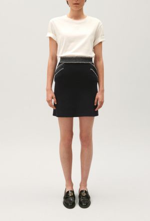 Claudie Pierlot Jupe courte maille bleu marine