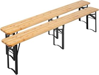 Oviala Oviala - Lot de 2 bancs pliants brasserie en bois 180 cm