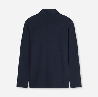 Olymp Langarm-Poloshirt Casual mit Waffle-Struktur
