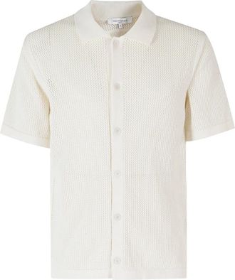 Maison Kitsun&eacute; Homme, Chemises, Beige, Taille: M Open Knit Short Sleeve Cardigan