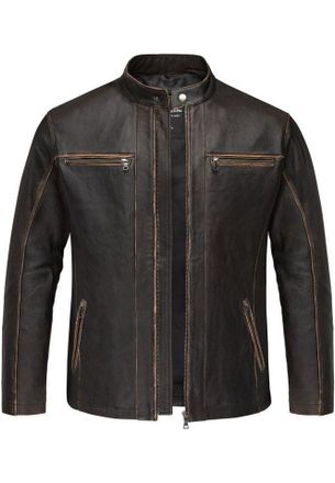 Amaci & Sons Lederjacke JUNEAU Lederjacke Herren Vintage Zipper Lederjacke