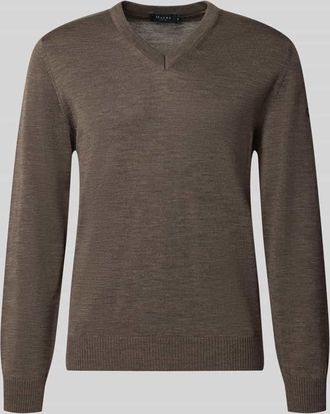 Maerz Regular Fit Strickpullover aus reiner Schurwolle mit V-Ausschnitt