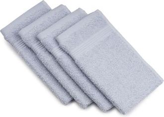 Gözze New York Gästetücher, 4er-Set, Weich und saugfähig, 100% Baumwolle, 30 x 50 cm - Silber