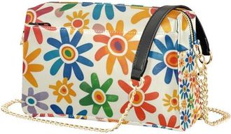 Mnsruu Sacs à bandoulière pour femme, sac à main en cuir avec fleurs colorées, sac à main