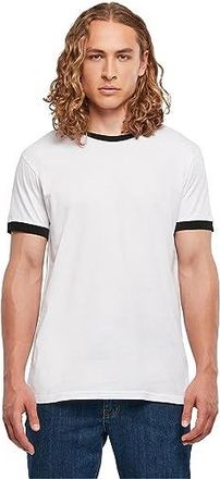 Build Your Brand Ringer Tee T-Shirt, Blanc/Noir, S Homme