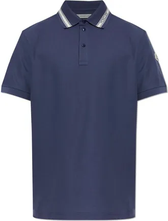 Moncler Homme, Tops, Bleu, Taille: XL Polo avec &eacute;cusson logo