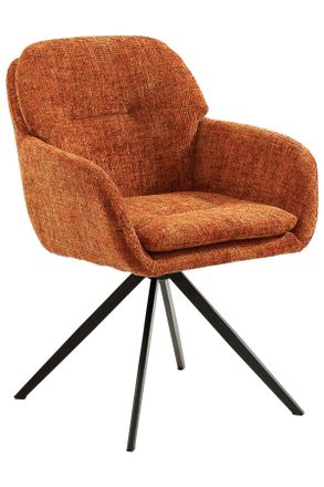 Stylife Armlehnstuhl, Orange, Schwarz, Metall, Textil, Drehkreuz, 62x82.5x66 cm, Stoffauswahl, Sitzfl&auml;che 360&deg; drehbar, Esszimmer, St&uuml;hle, Esszimmerst&uuml;hle, Ar