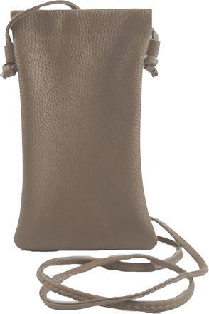 modamoda.de T265 Damen Leder Handytasche Umh&auml;ngetasche, handmade in Italy (DUNKELTAUPE)